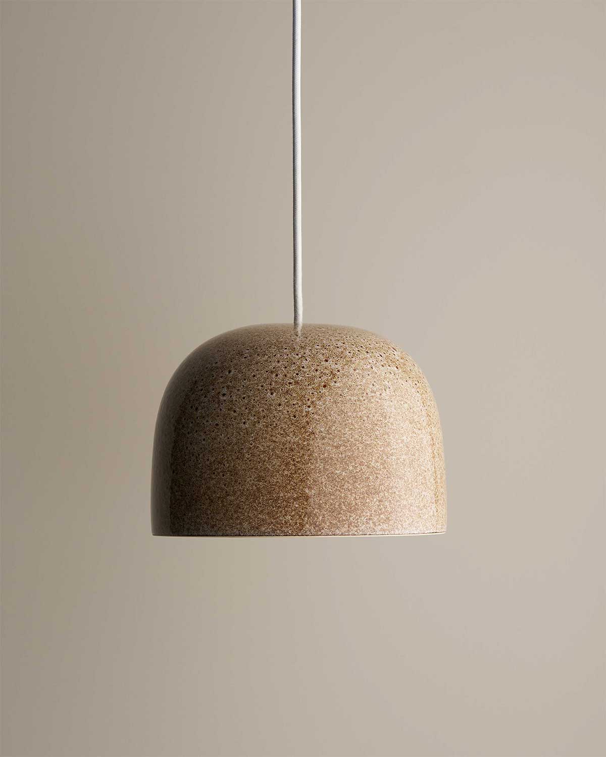 Large Ceramic Pendant Bell Light / White Ochre - Robert Gordon Interiors